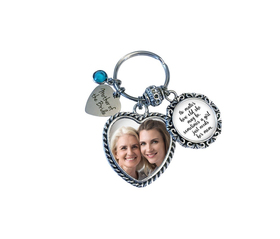 Personalized Mother of the Bride Keychain - Heart Charm Photo ...