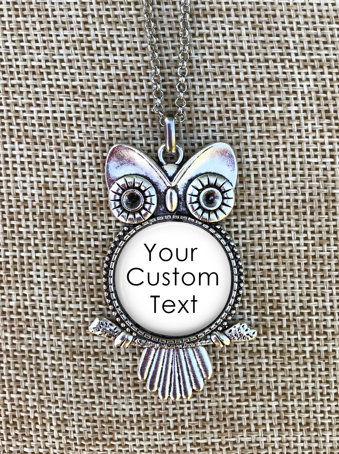 CUSTOM TEXT NECKLACE Owl necklace silver owl custom quote necklace ...