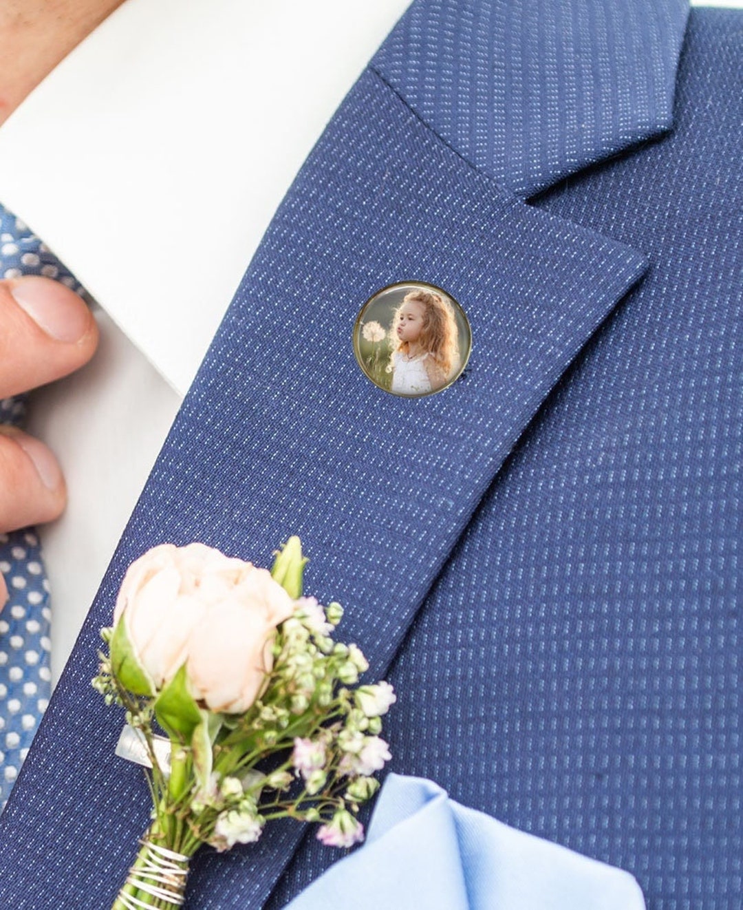 Small Gold Photo Lapel Pin - 20 MM Petite Memorial Pin - Personalized ...