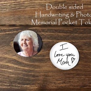 POCKET TOKEN - HANDWRITING and Photo - Photo Pocket Coin - Memorial ...