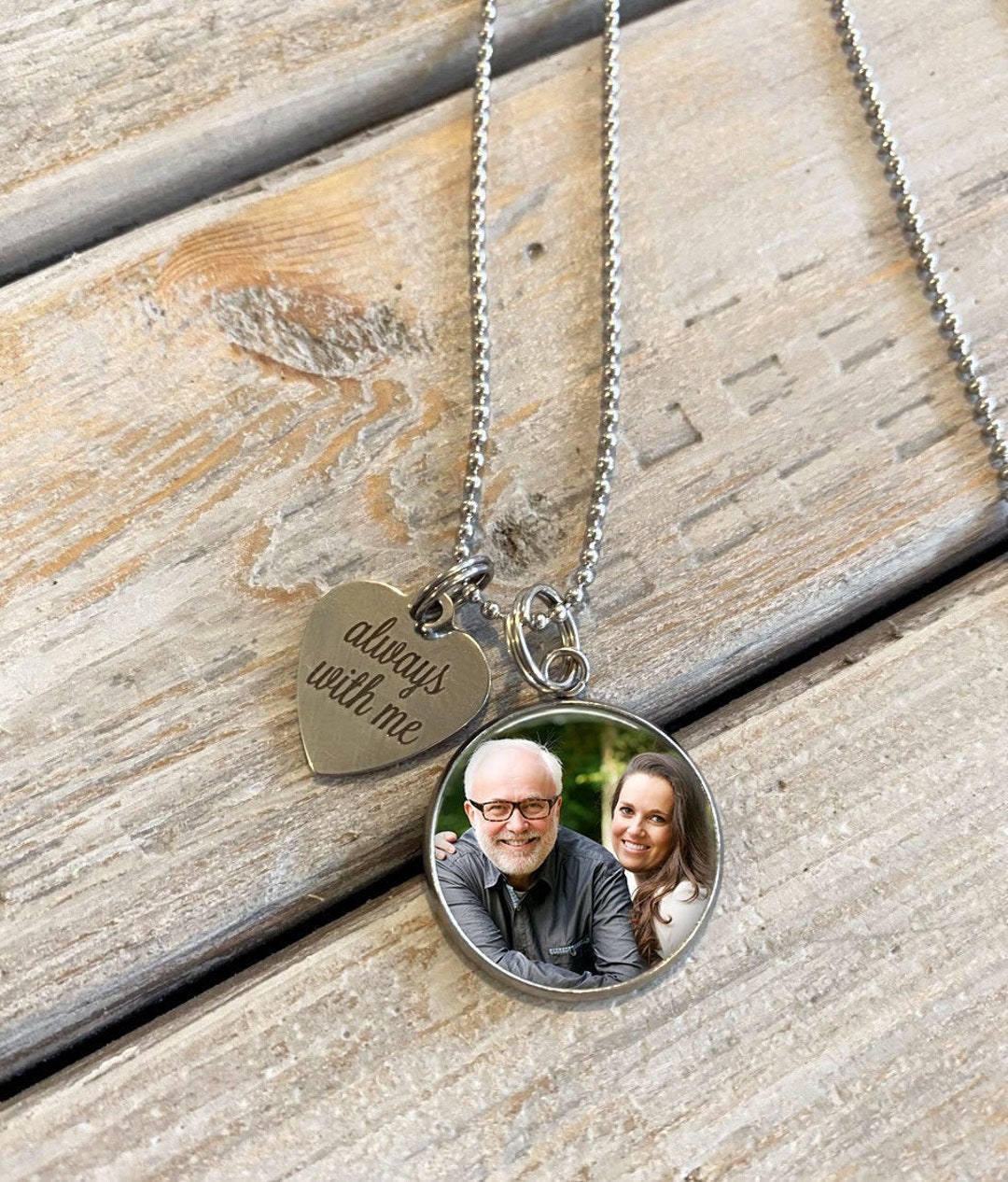 Custom Photo Memorial Necklace, Loss of Loved One Charm Necklace ...