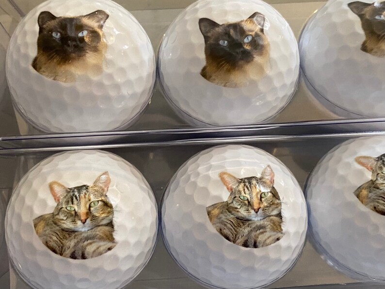 Your Cat's Face on a Golf Ball, Set of 3 Custom Golf Balls, Your Cat's ...