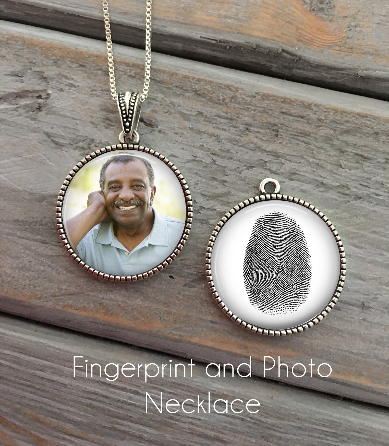 Fingerprint and Photo Necklace Custom Fingerprint Jewelry - Etsy