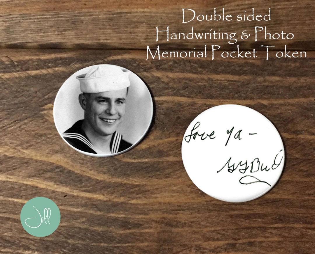 POCKET TOKEN - HANDWRITING and Photo - Photo Pocket Coin - Memorial ...