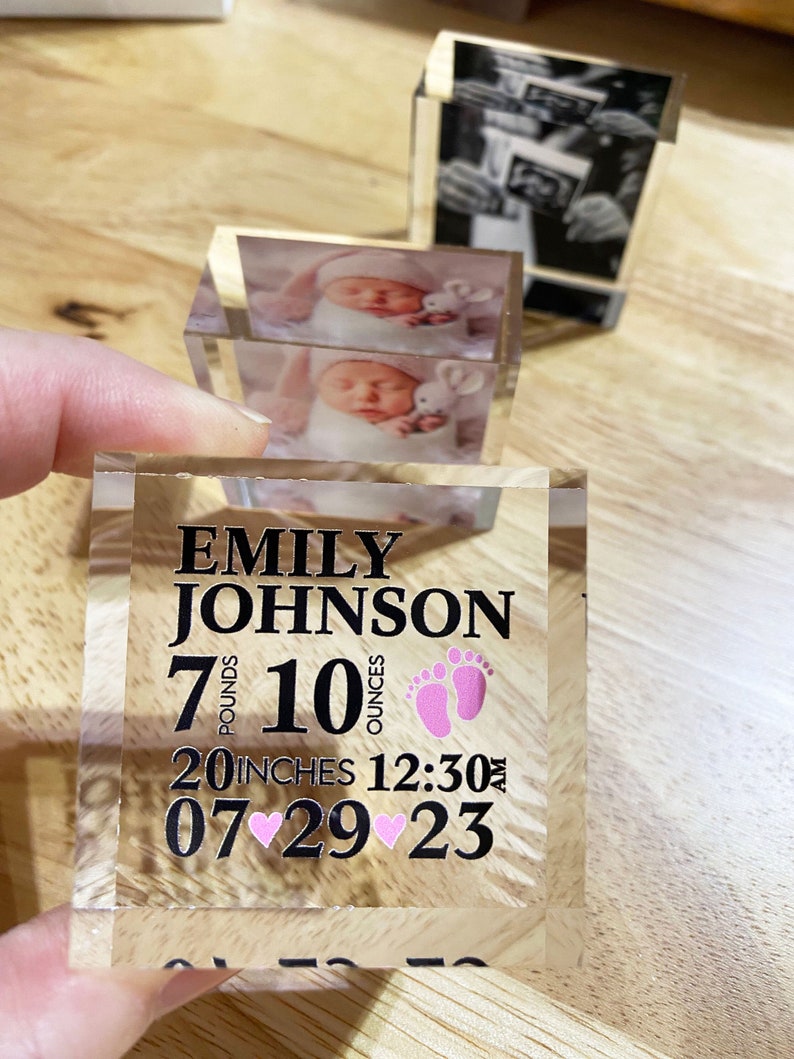 Personalized Birth Announcement Custom Acrylic Photo Block - Etsy