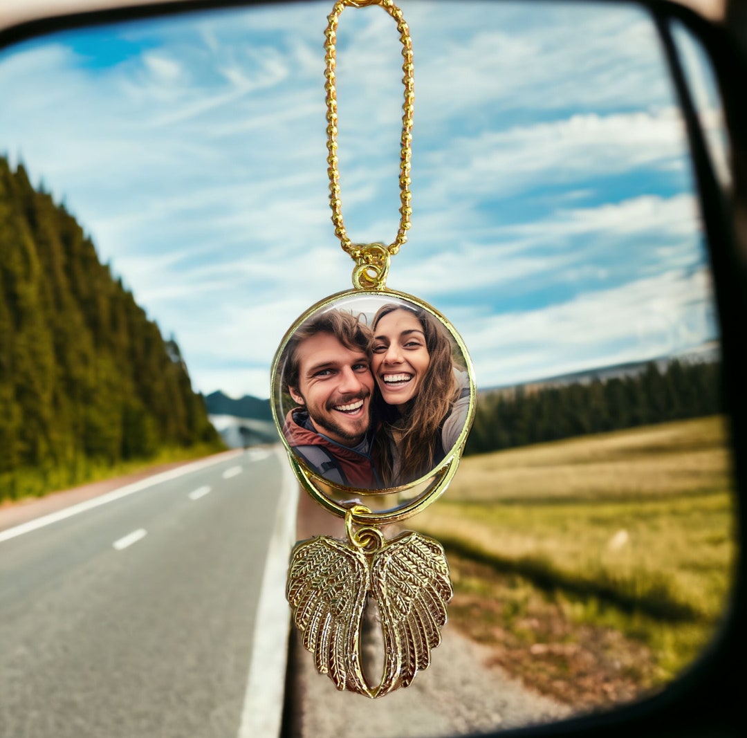 Guardian Angel Wings Photo Memorial Charm for Car Rear View Mirror - A ...