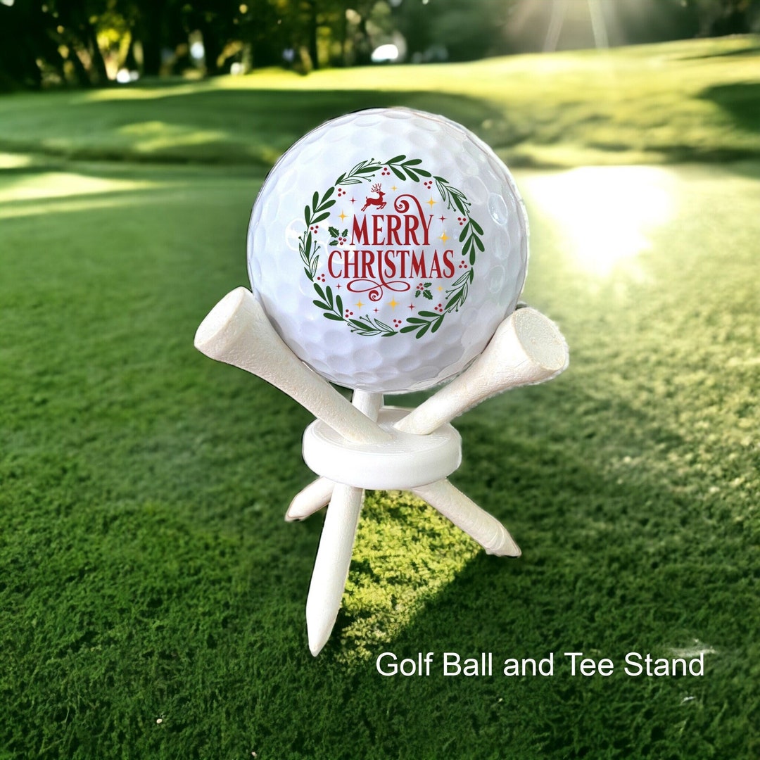Merry Christmas Wreath Golf Ball & Tee Stand Set - Spread Holiday Cheer ...
