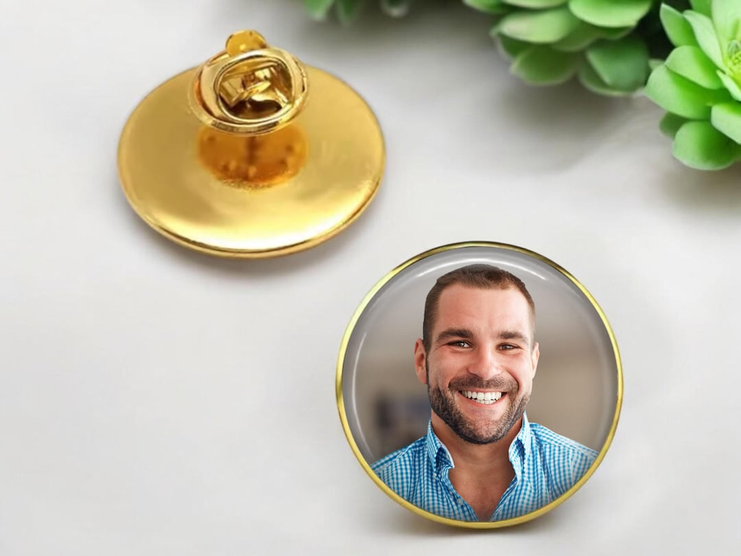 Custom Gold Memorial Photo Lapel Pin – Personalized Remembrance ...