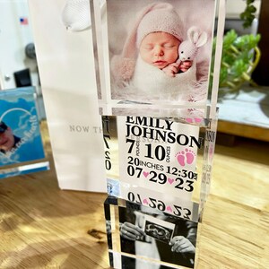 Personalized Birth Announcement, Custom Acrylic Photo Block Set of 3, Personalized Baby ...