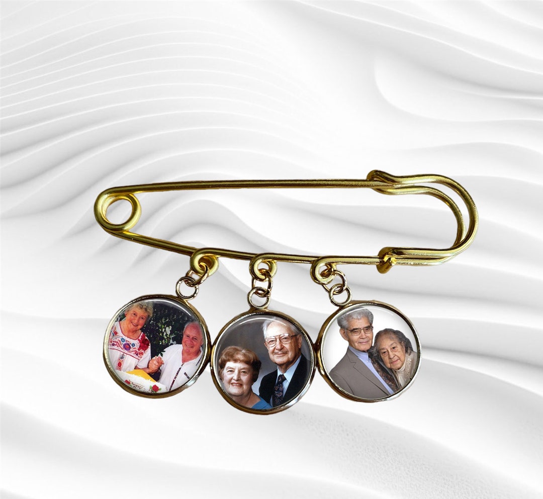 Gold Wedding Boutonniere Pin, Custom Photo Lapel Pin, Personalized ...