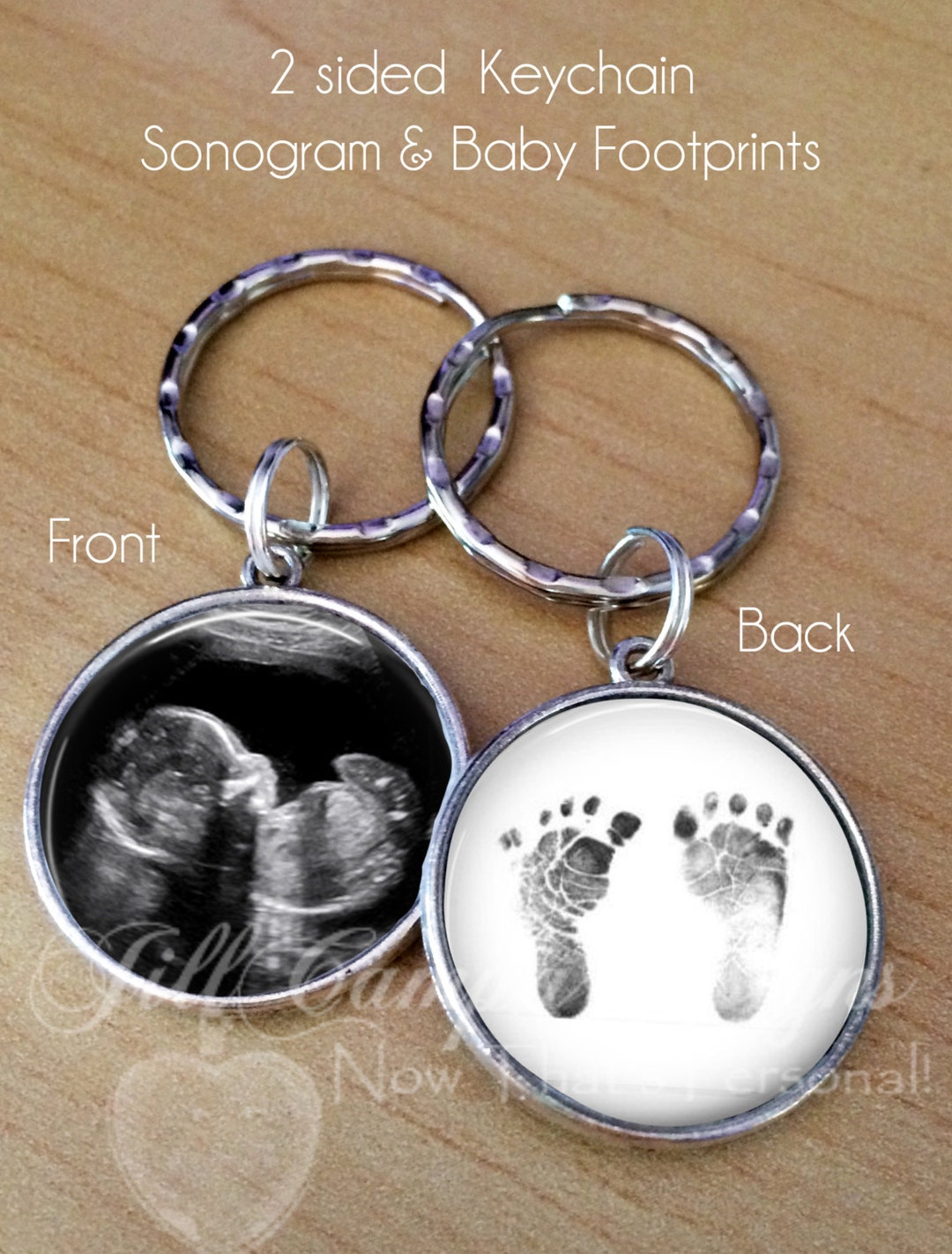 Sonogram Keychain, Baby Footprints Key Ring, Sonogram Gift, Baby ...