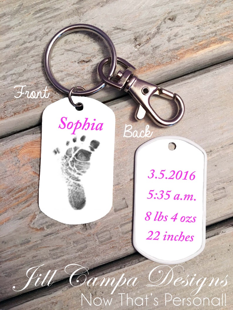 Baby Footprint Dog Tag Key Chain Baby Footprint Dog Tag - Etsy