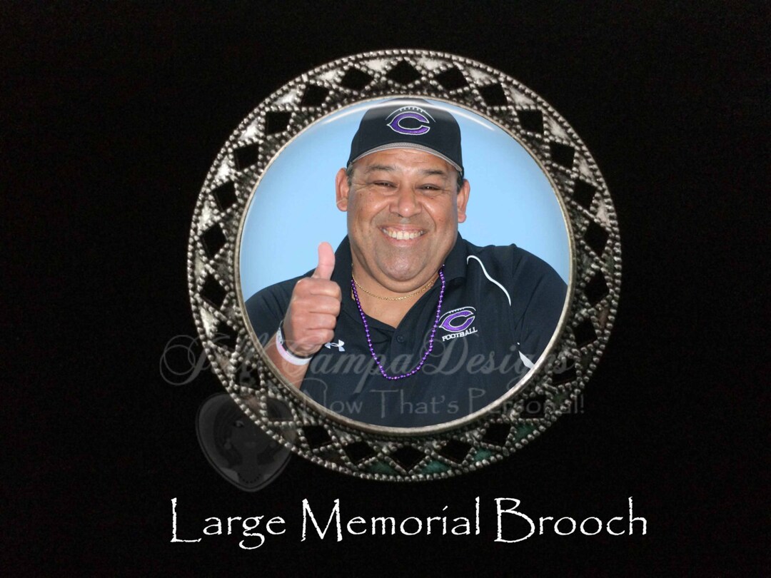 Memorial Brooch - in Memory of - Custom Photo Badge - Remembrance Badge ...
