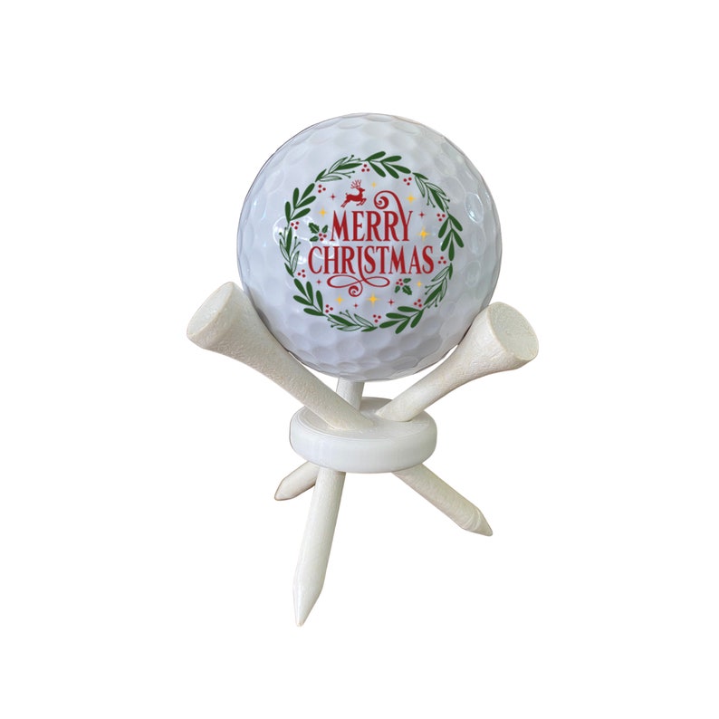 Merry Christmas Wreath Golf Ball & Tee Stand Set - Spread Holiday Cheer ...