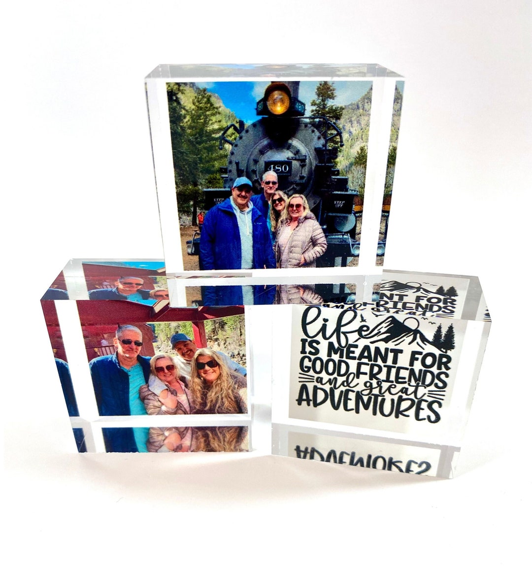 Fun Gift for Friends, Custom Acrylic Photo Block Set of 3, Good Friends ...