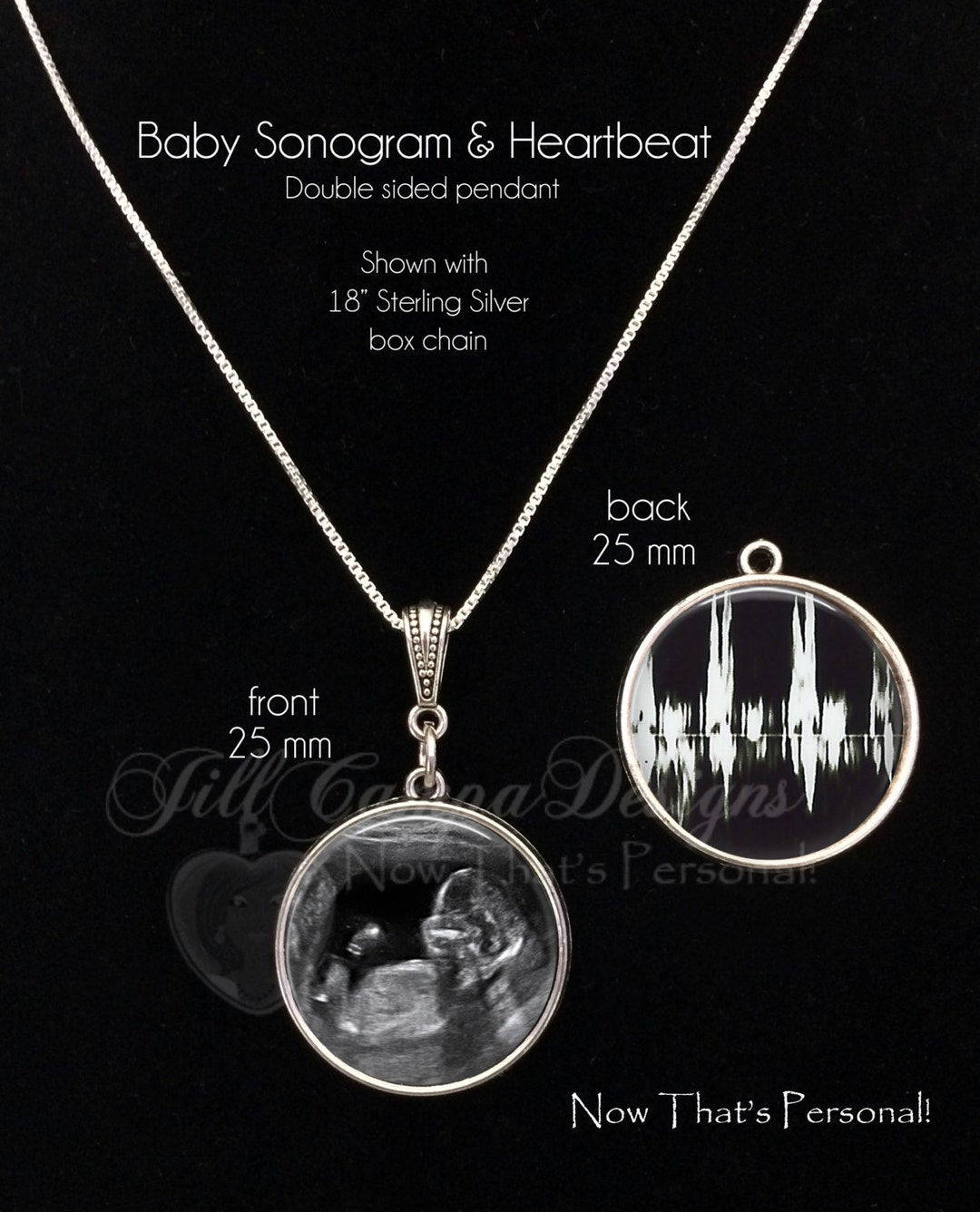 SONOGRAM Necklace,heartbeat NECKLACE - Your Baby's Sonogram and ...