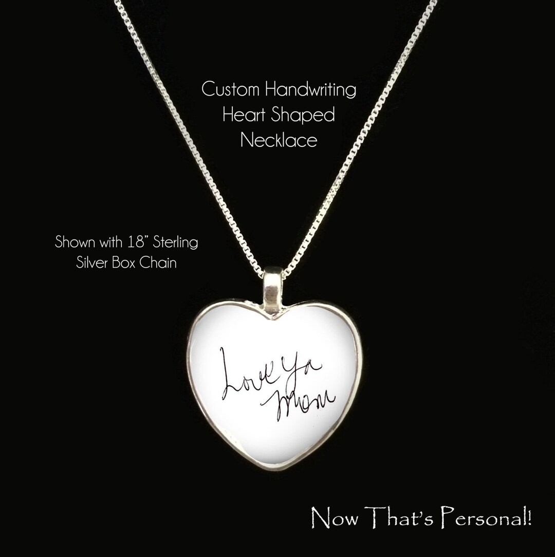 MOTHER'S DAY GIFT Heart Shaped Handwriting Necklace, Handwriting ...