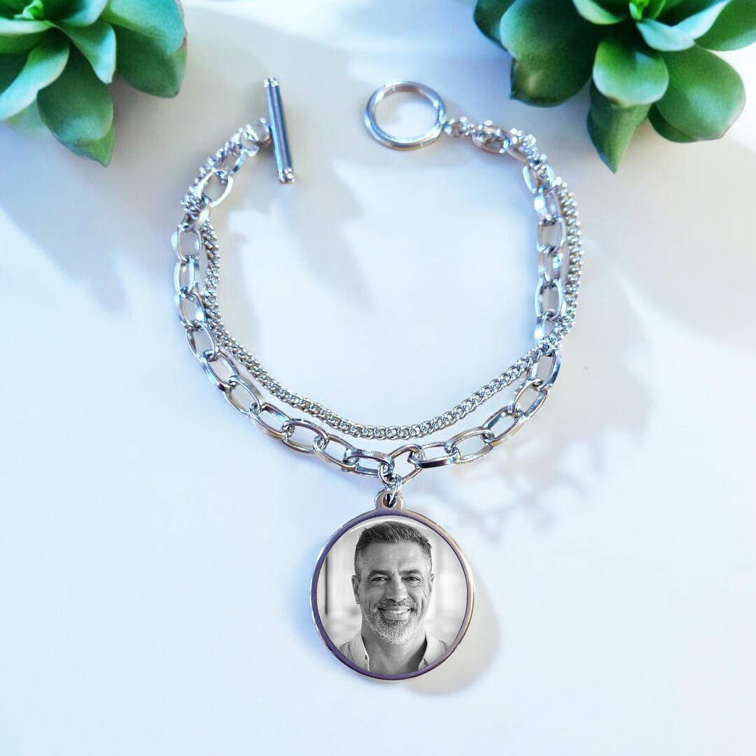 Personalized Stainless Steel Link Chain Bracelet With Custom Photo ...