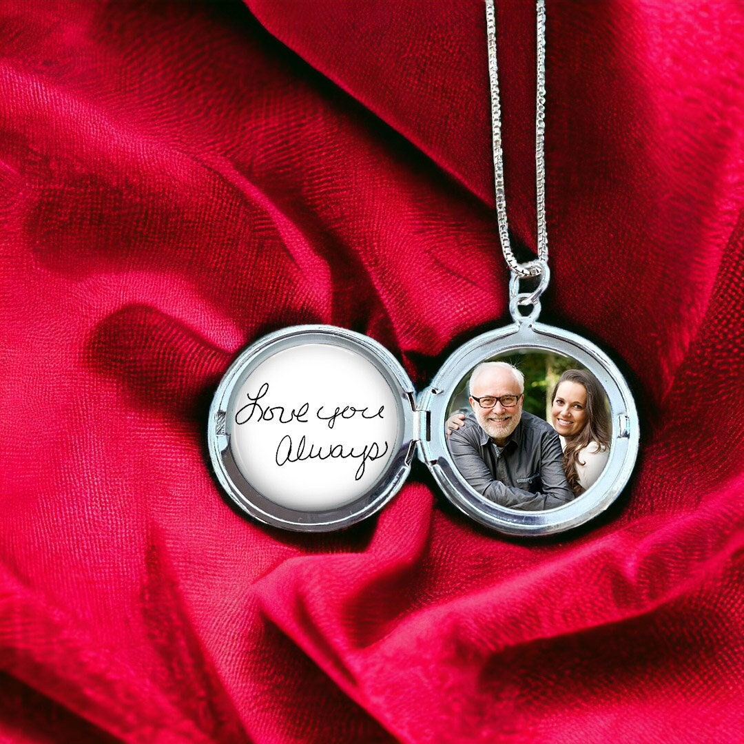 Personalized Photo & Handwriting Locket Necklace – Custom Jewelry ...