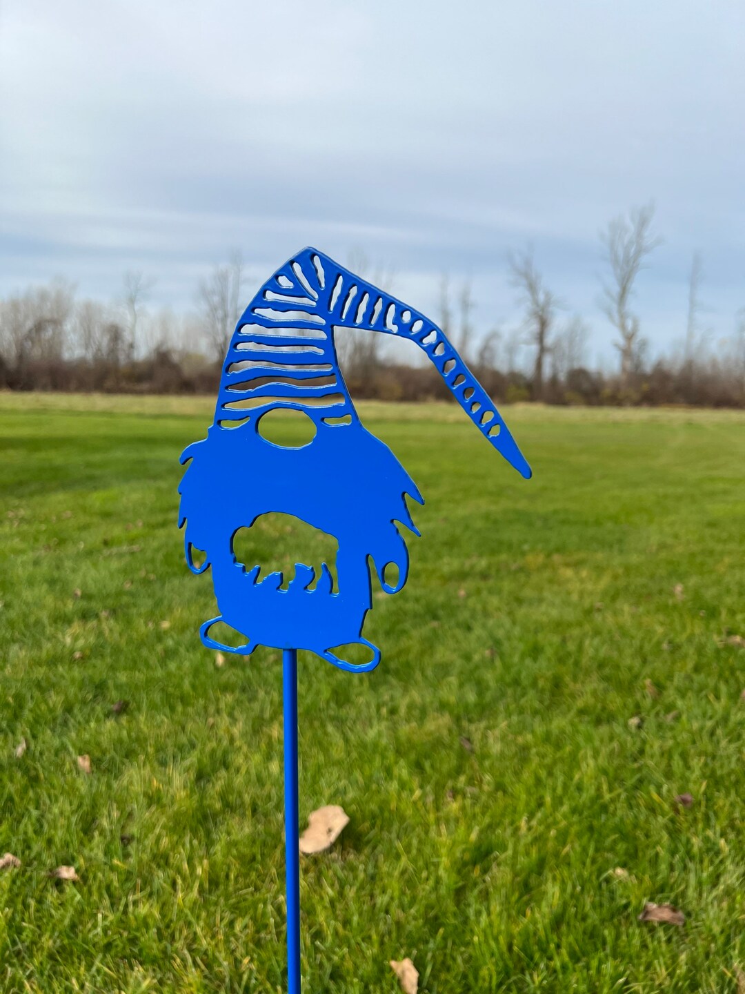 Metal Gnome Lawn Stake / Steel Lawn Ornament / Garden Stake / Garden ...