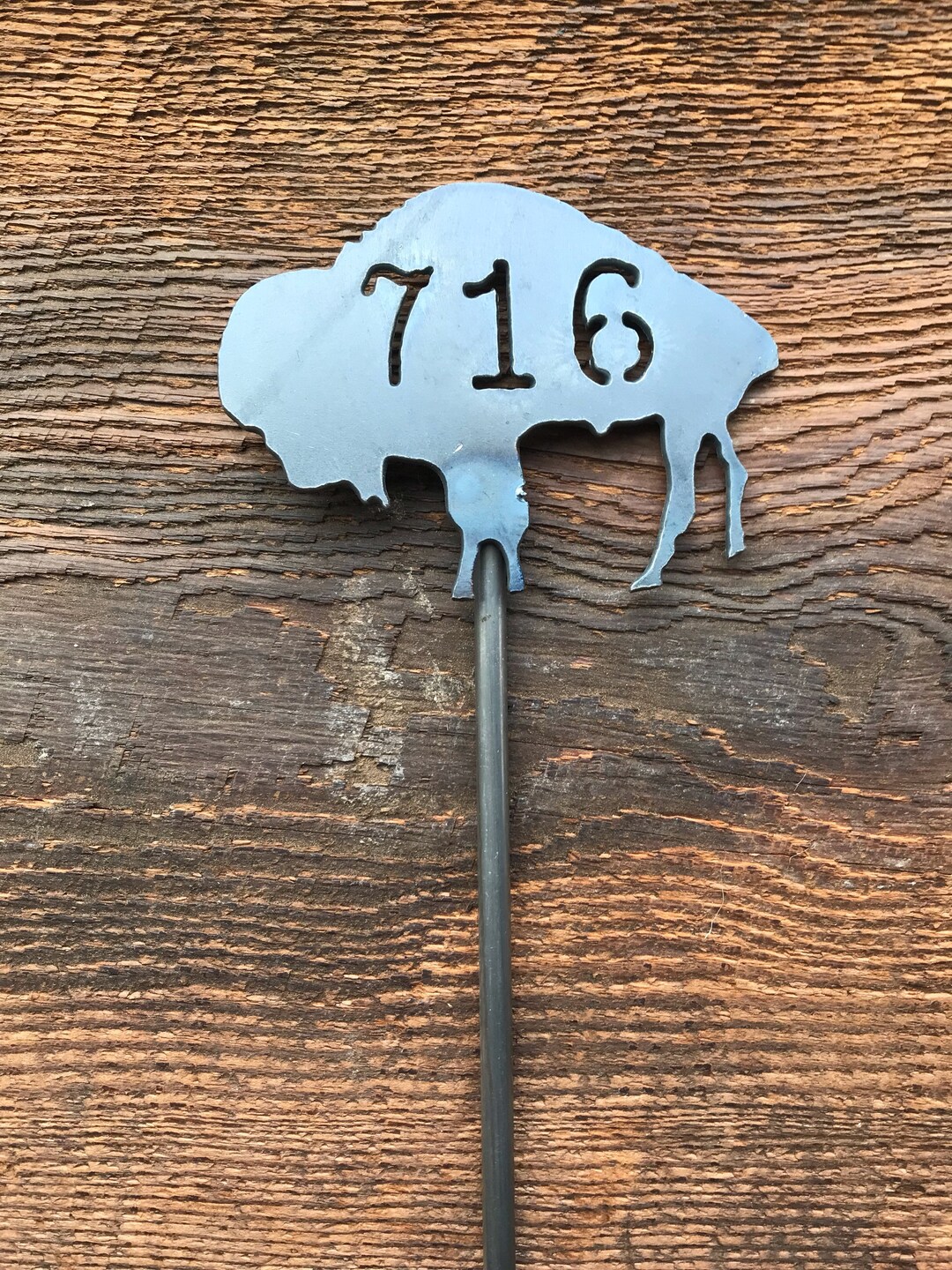 716 Steel Buffalo Plant Pot Stake - Rustic Metal Garden Decor - Etsy