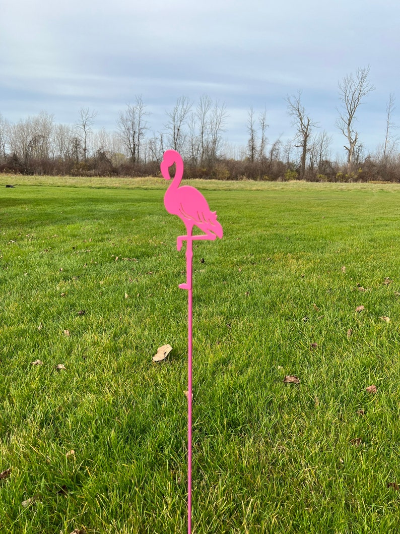 Metal Pink Flamingo Lawn Stake / Steel Lawn Ornament / Garden - Etsy