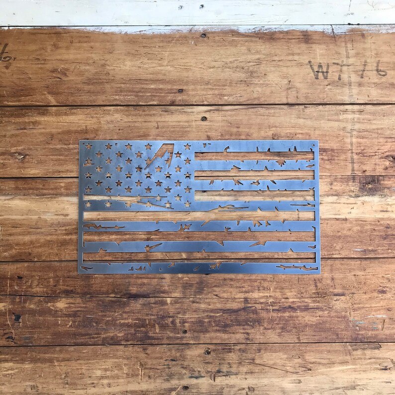 Tattered Steel American Flag Wall Art - Etsy