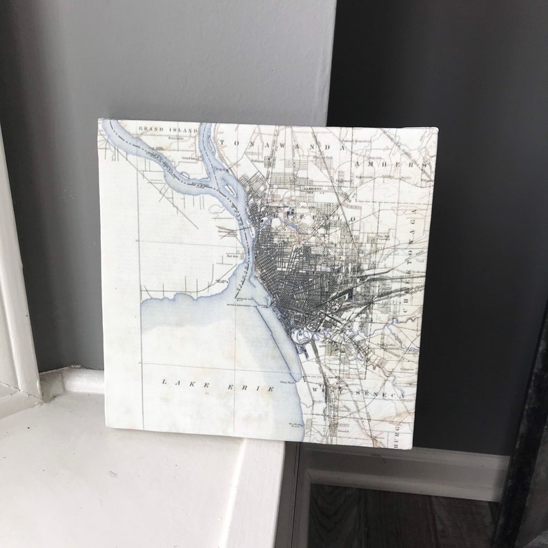 Vintage Map Wall Art / Lake Erie / Downtown Buffalo NY / Wall - Etsy