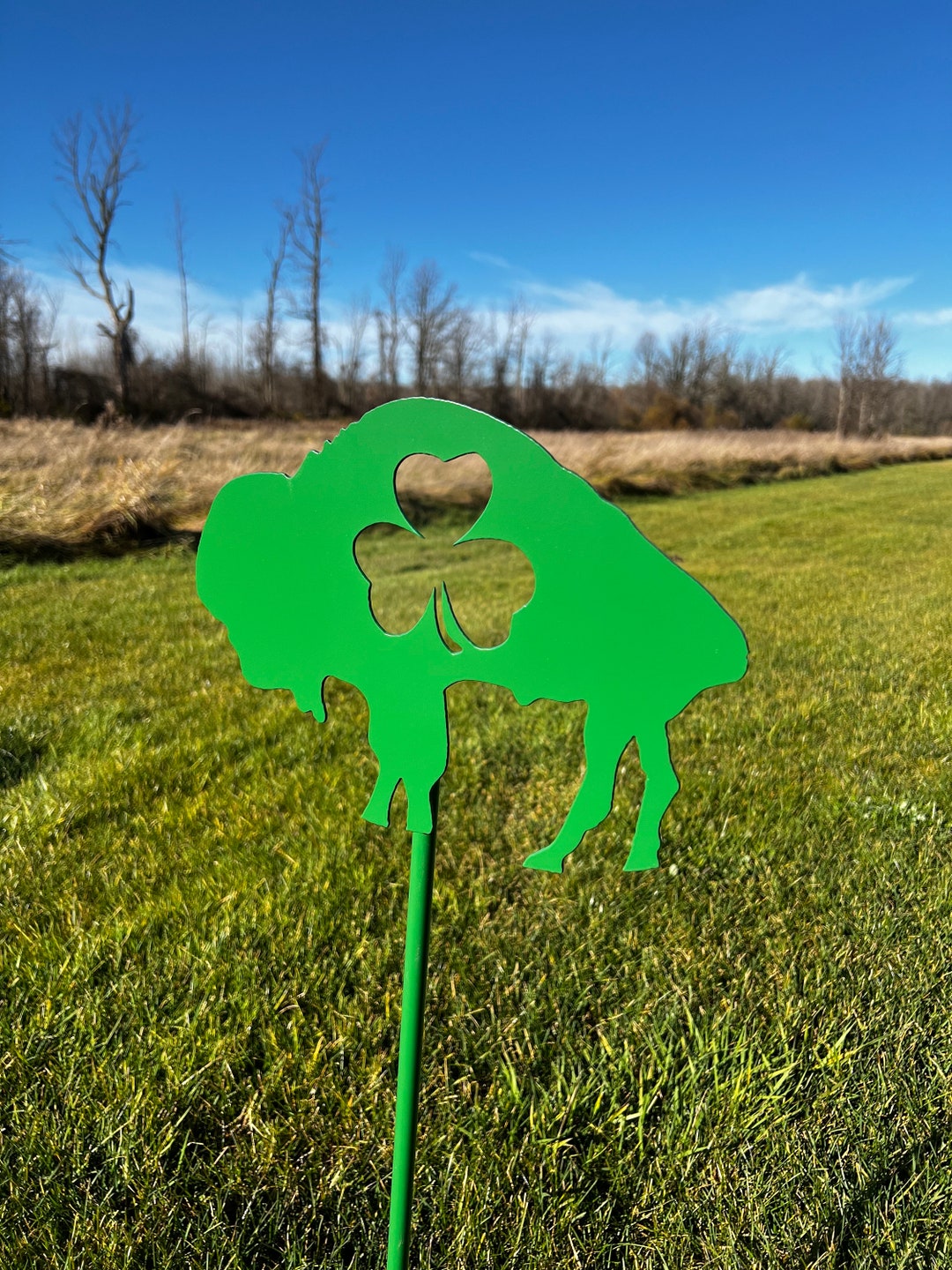 Steel Shamrock Buffalo Lawn Stake / Buffalove / Luck of the Irish ...
