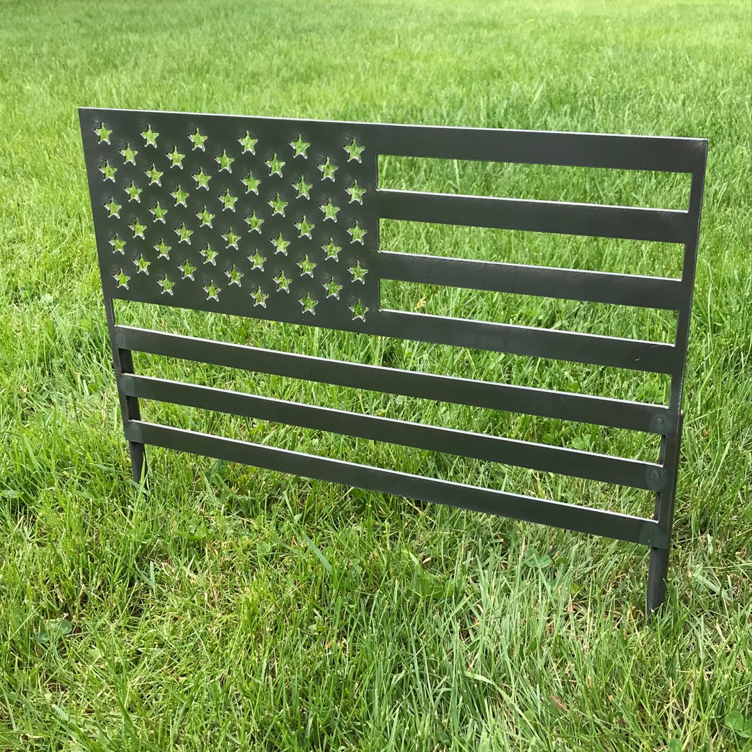 Steel American Flag Garden Stake, Patriotic Lawn Art - Etsy