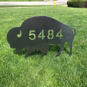 Personalized House Number Buffalo Lawn Sign / Steel Buffalo Garden ...