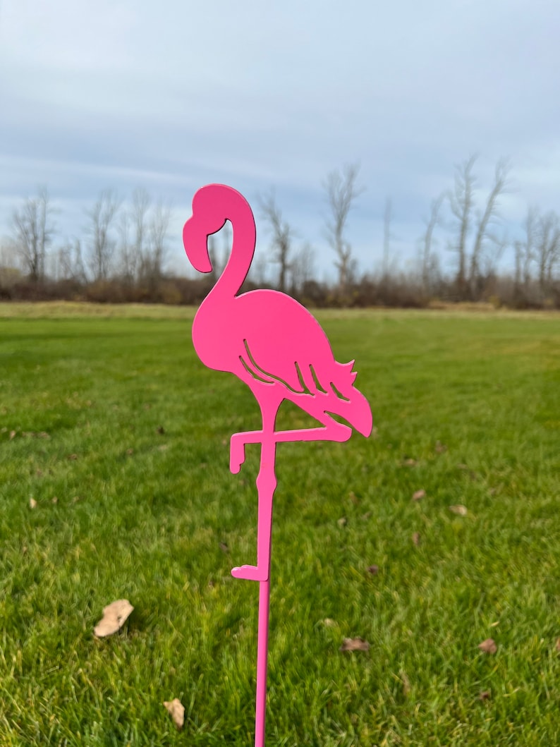 Metal Pink Flamingo Lawn Stake / Steel Lawn Ornament / Garden - Etsy