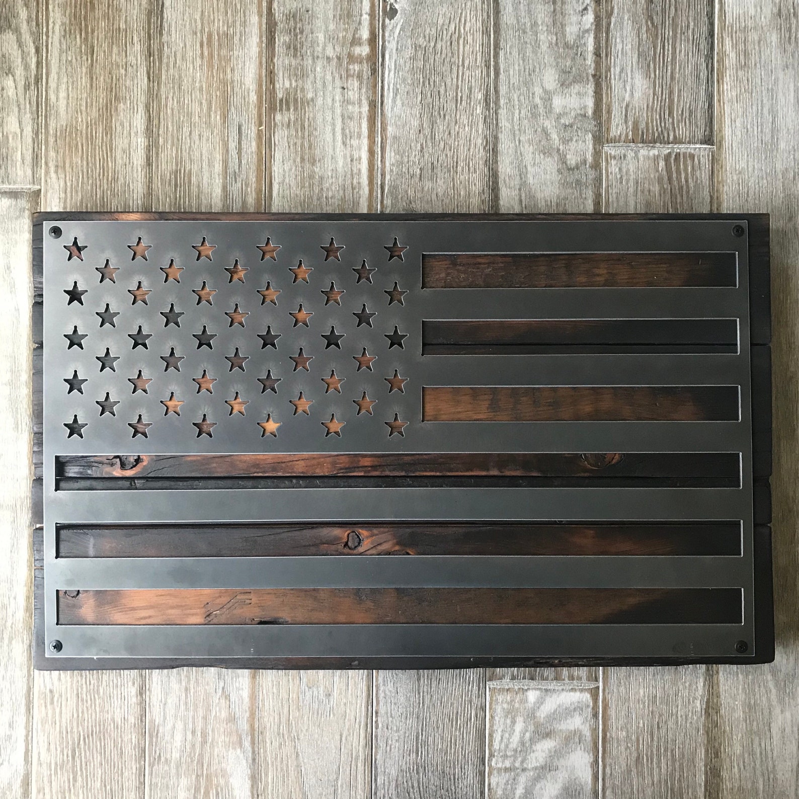 American Flag Wall Art / Industrial Sign / Reclaimed Wood / Handmade ...