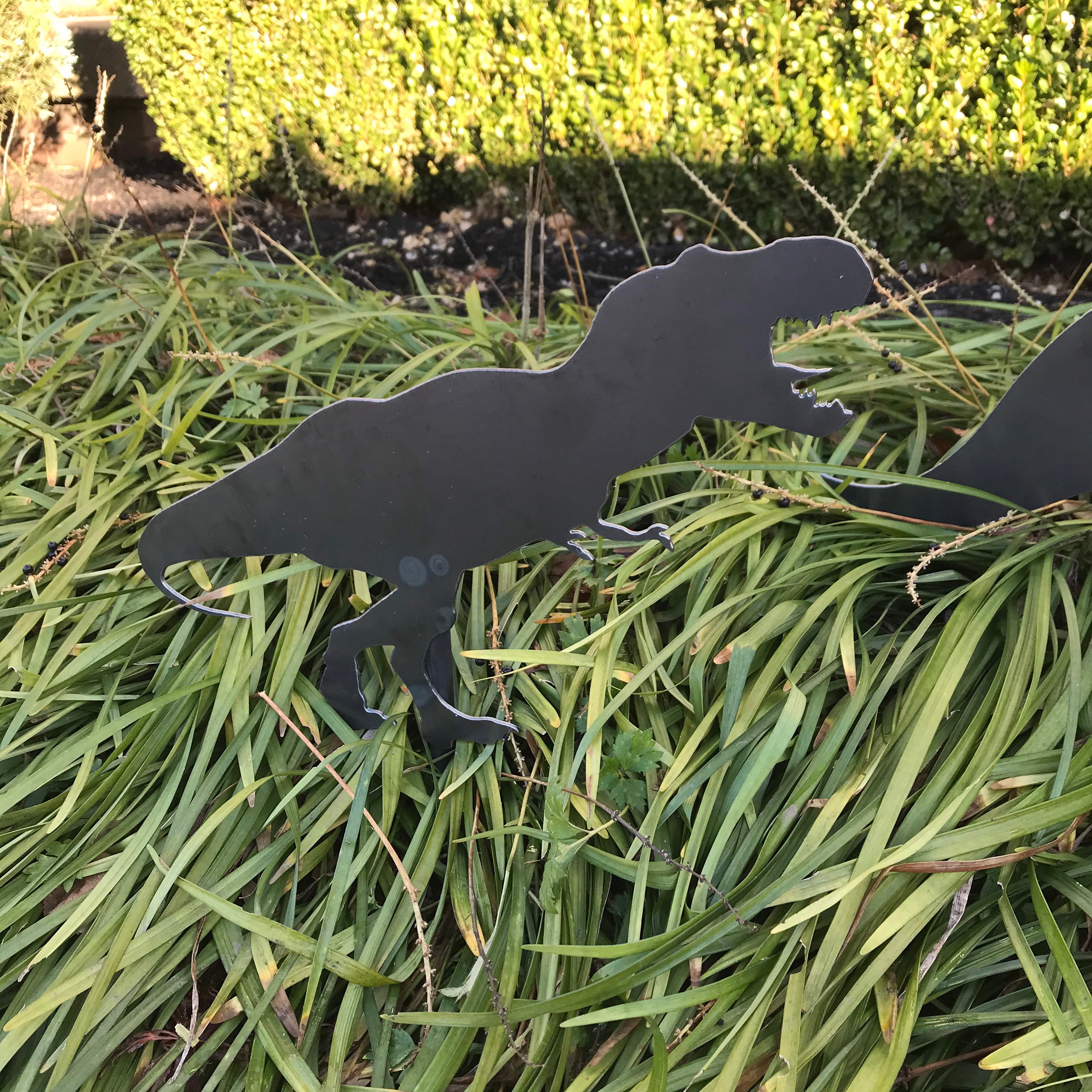 Steel Dinosaur Garden Stake / Dinosaur Fossil / T-rex / Tyrana / Metal ...