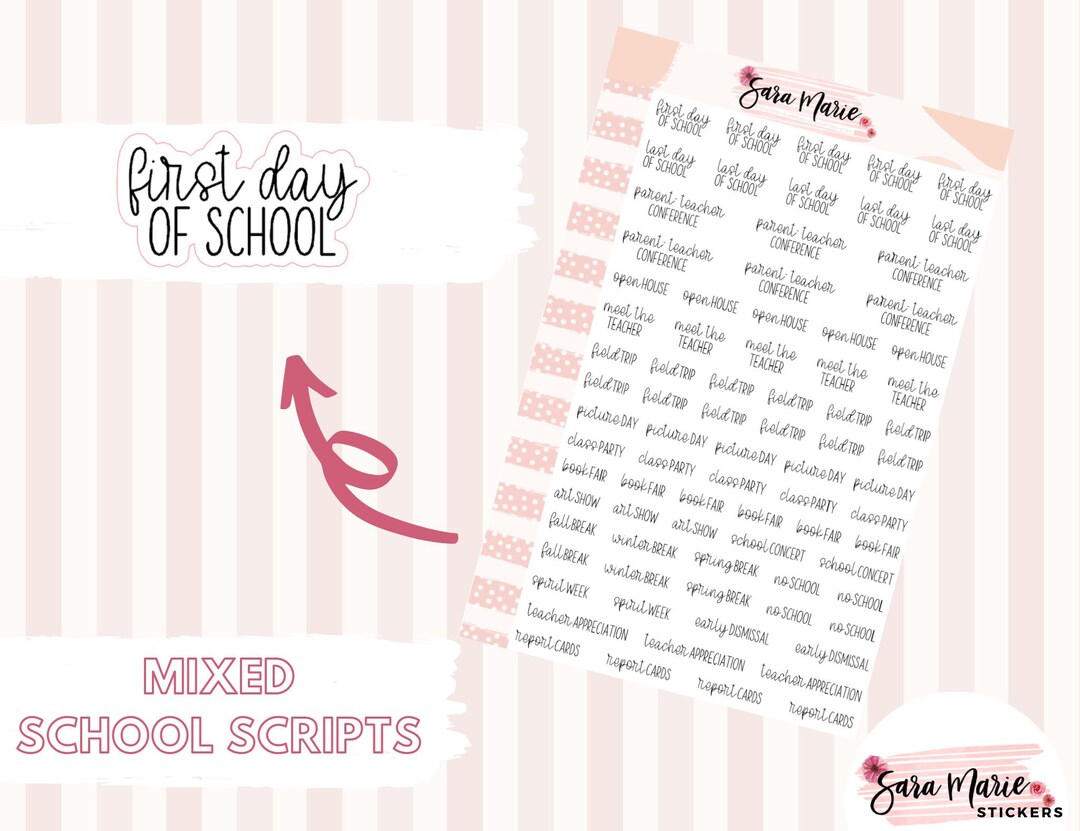 School Events / Reminders MIXED Mini Scripts - Etsy