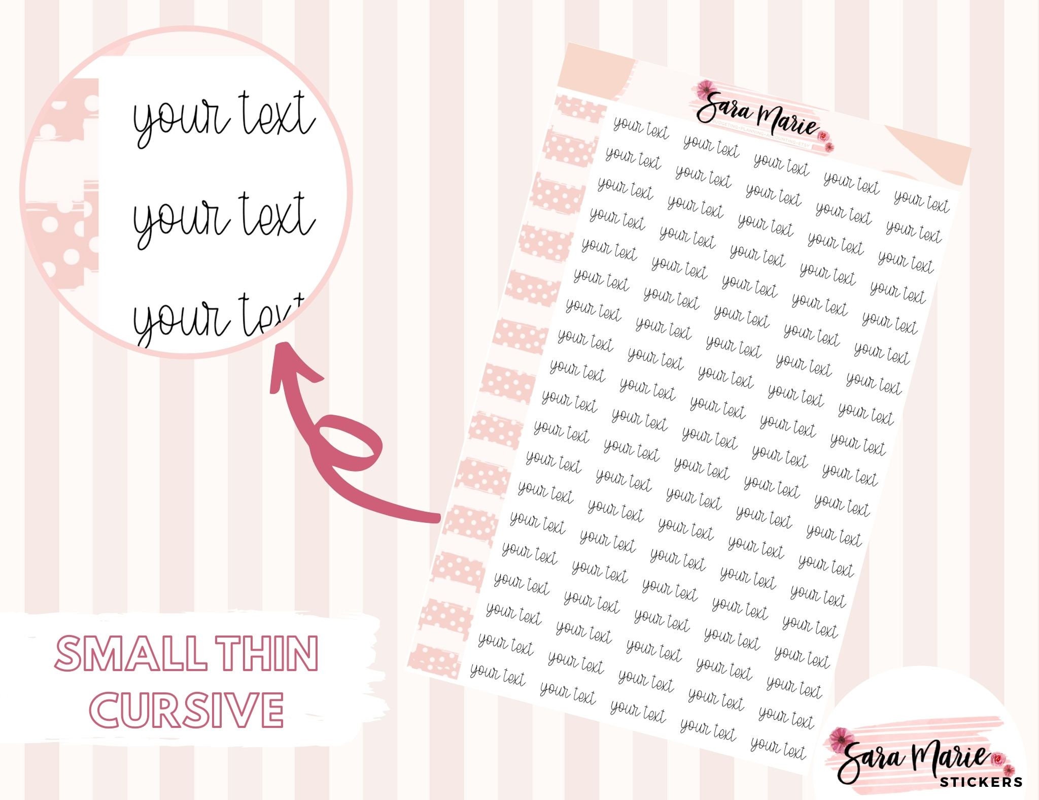 CUSTOM | CURSIVE | Mini Scripts | BLACK | - Etsy