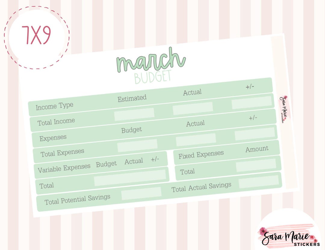 March Budget Kit - Etsy