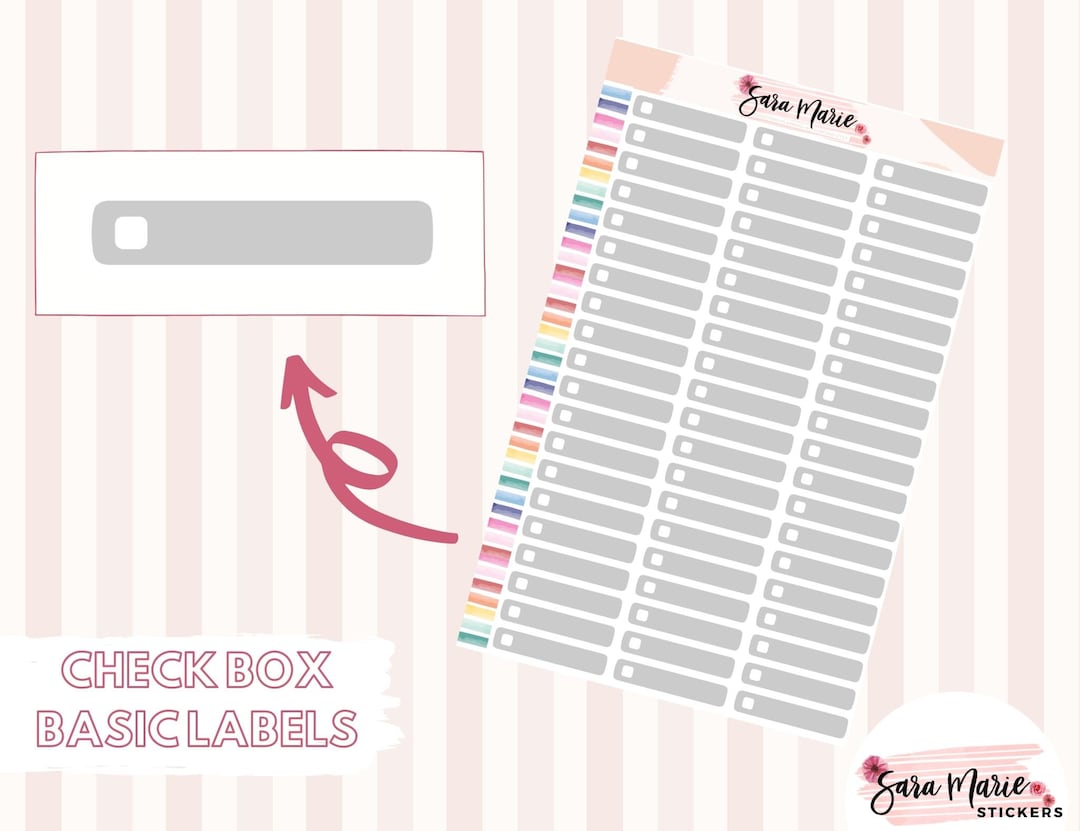 Neutral - Check Box Basic Labels Planner Stickers - Etsy