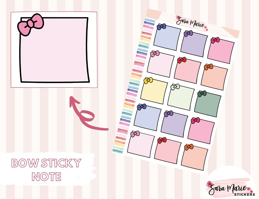 Bow Sticky Note Planner Stickers - Etsy