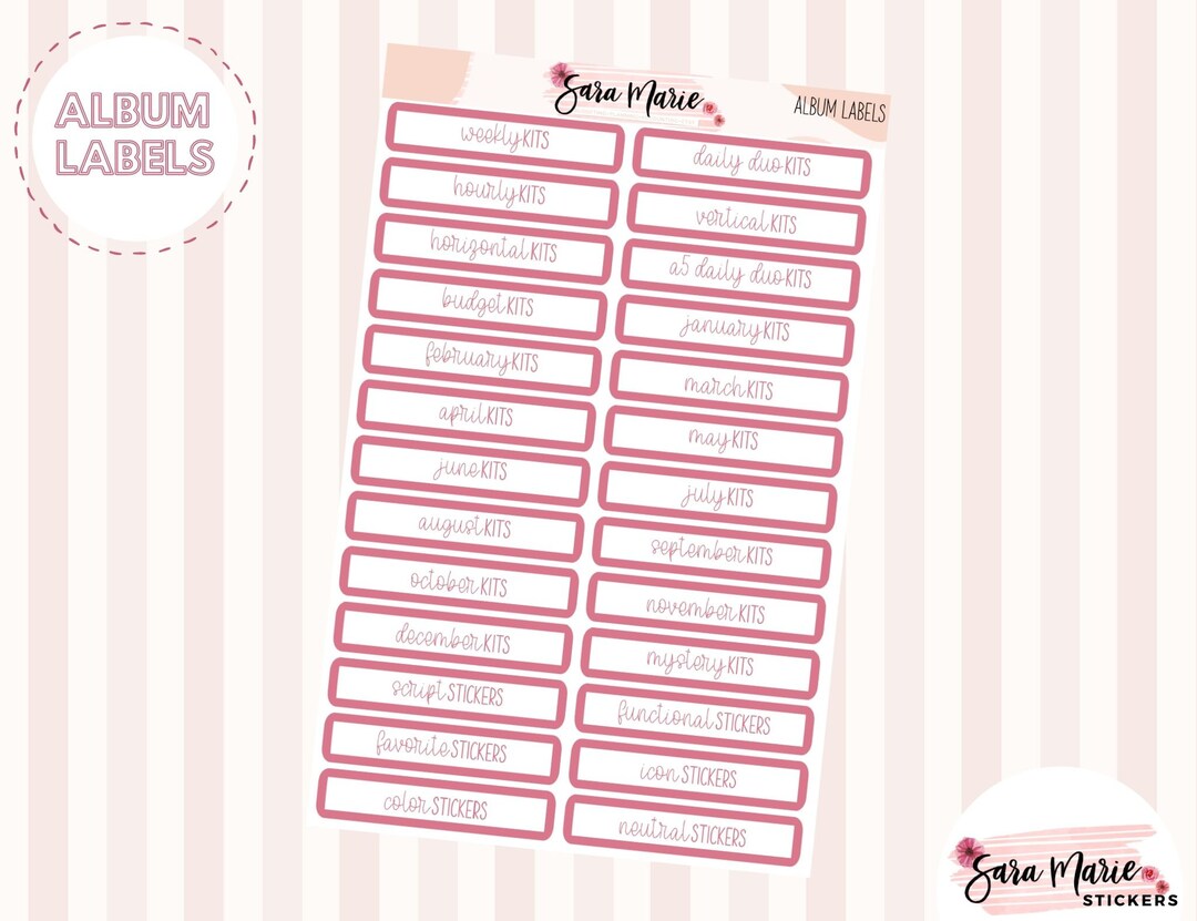 Sticker Album / Mini Binder Labels - Etsy