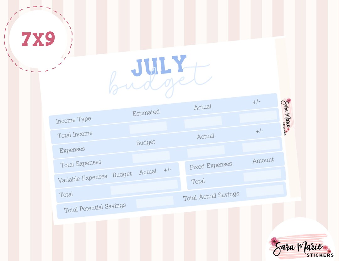 July Budget Kit - Etsy