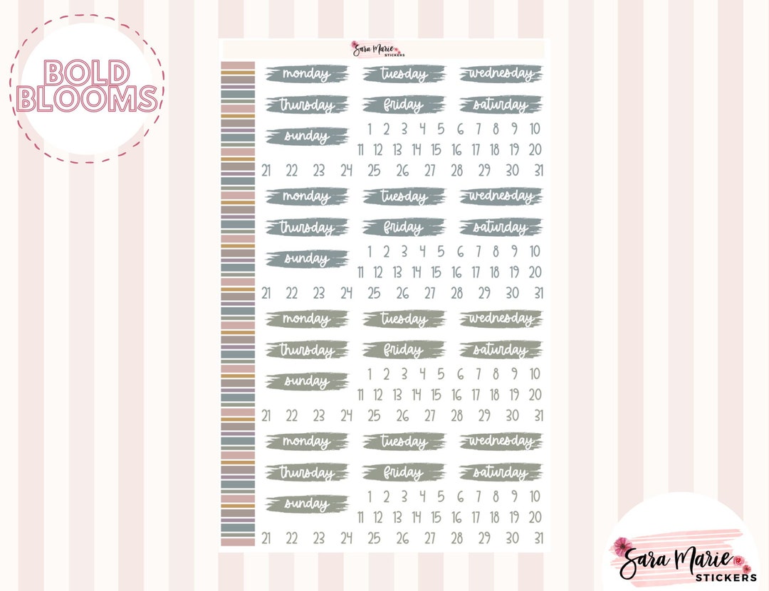 Brush-stroke Date Covers - Bold Blooms V2 - Etsy