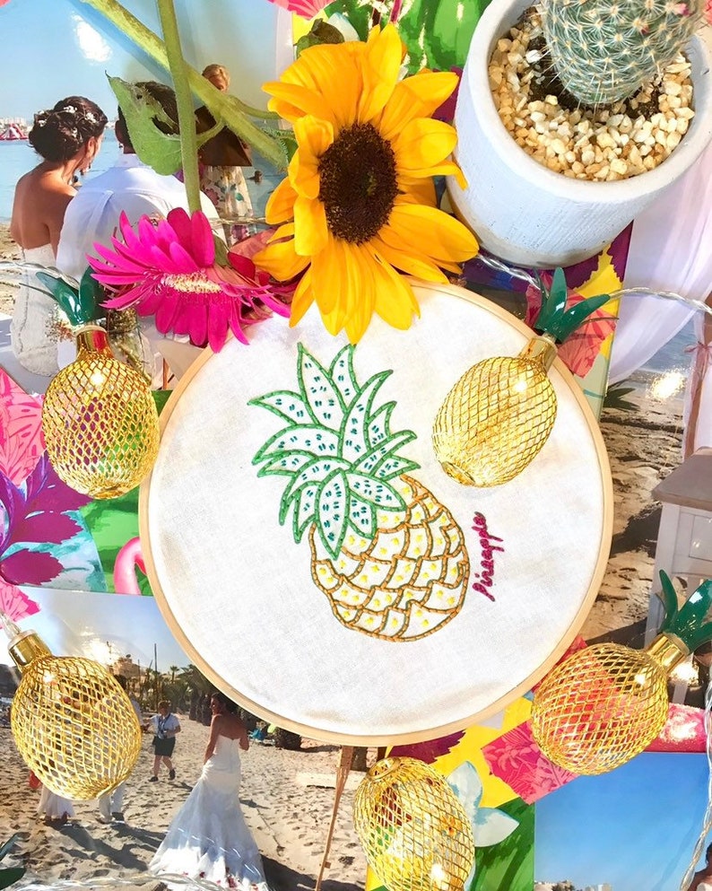Pineapple hand embroidery kit sewing needlecraft easy | Etsy