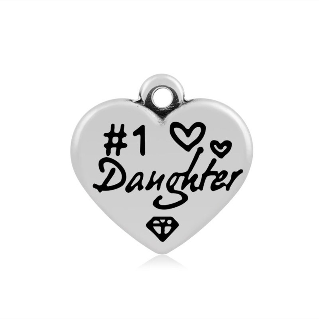 Heart With Word Daughter, Stainless Steel Pendants, Antique Silver Size ...