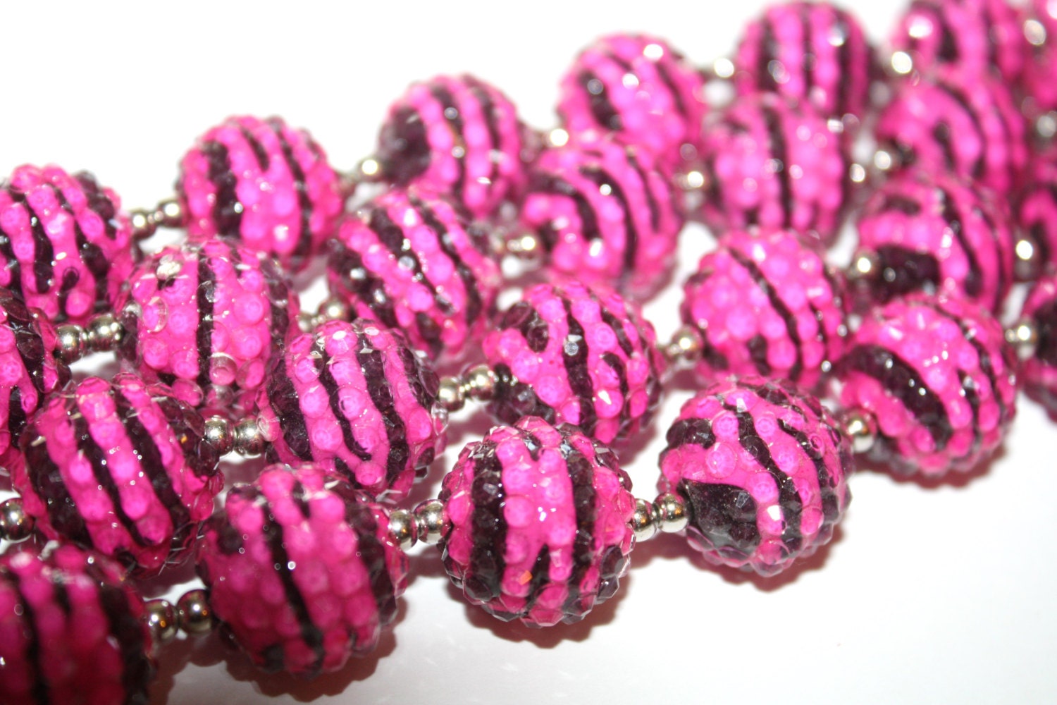 Zebra Black and Pink Chunky Rhinestone Resin Beads - 18mm - 10ct - #538 ...