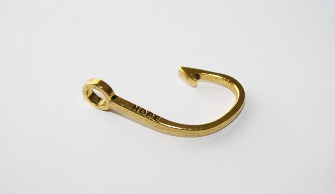 Fish Hooks, Antique Gold Tone Fish Hooks Charms, Connectors, Hope Fish ...