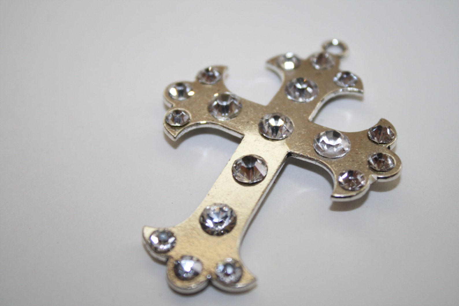 Large Silver Cross Pendant With Rhinestones 45x62mm 2ct - Etsy