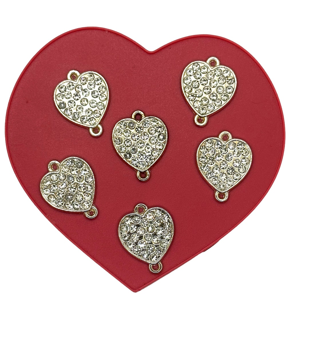 Heart Connector, Rhinestone Heart Connector, Clear Rhinestone Pendant ...