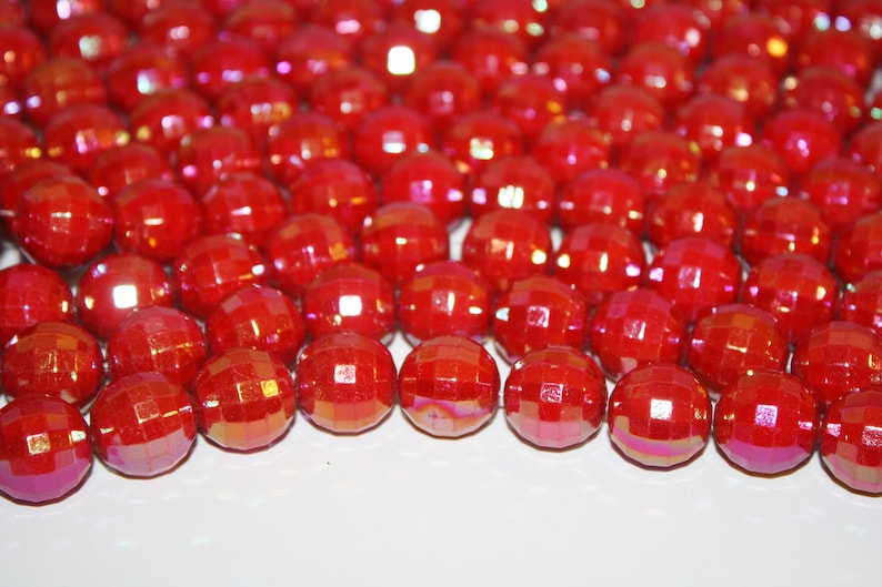 Red Disco Ball Chunky Acrylic Beads 16mm 20 Beads D259 | Etsy