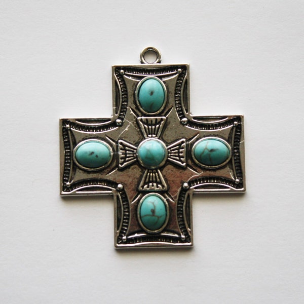 Turquoise Cross Bead - Etsy